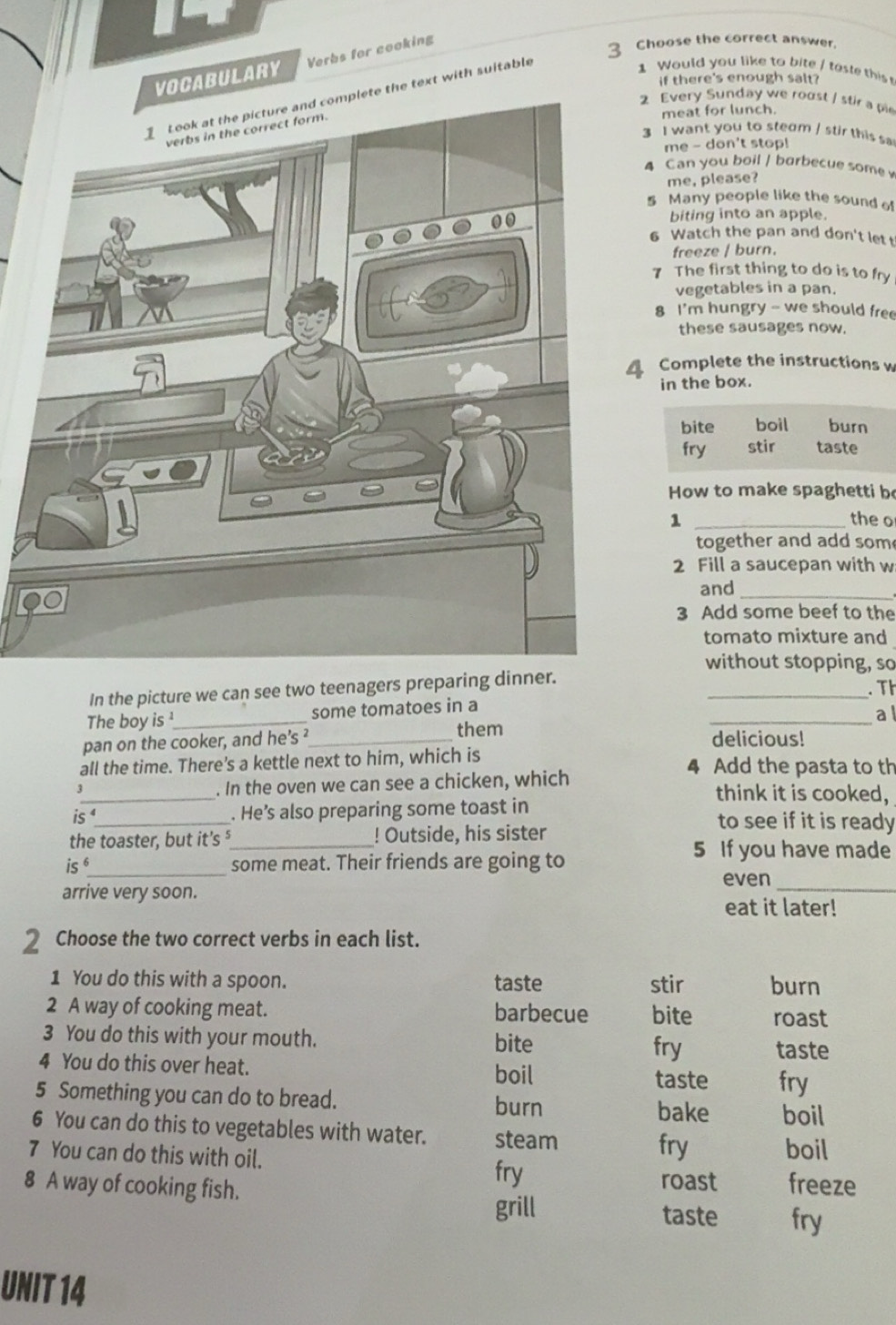 Gelöst:VOCABULARY Verbs for cooking 3 Choose the correct answer. if ...