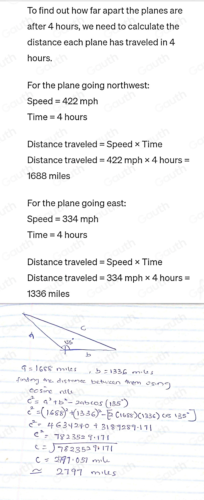 Solved: Two airplanes leave an airport at the same time, one going 4 ...