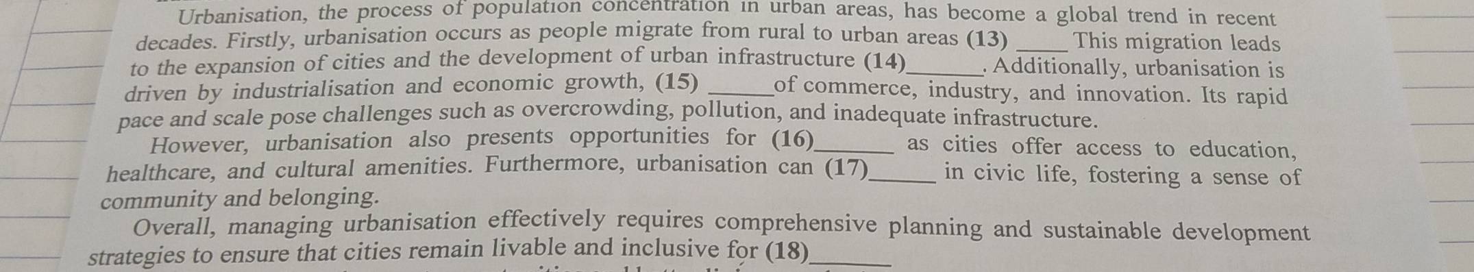 Giải quyết:Urbanisation, the process of population concentration in ...