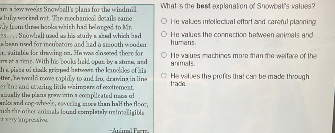 Solved: hin a few weeks Snowball’s plans for the windmill What is the ...