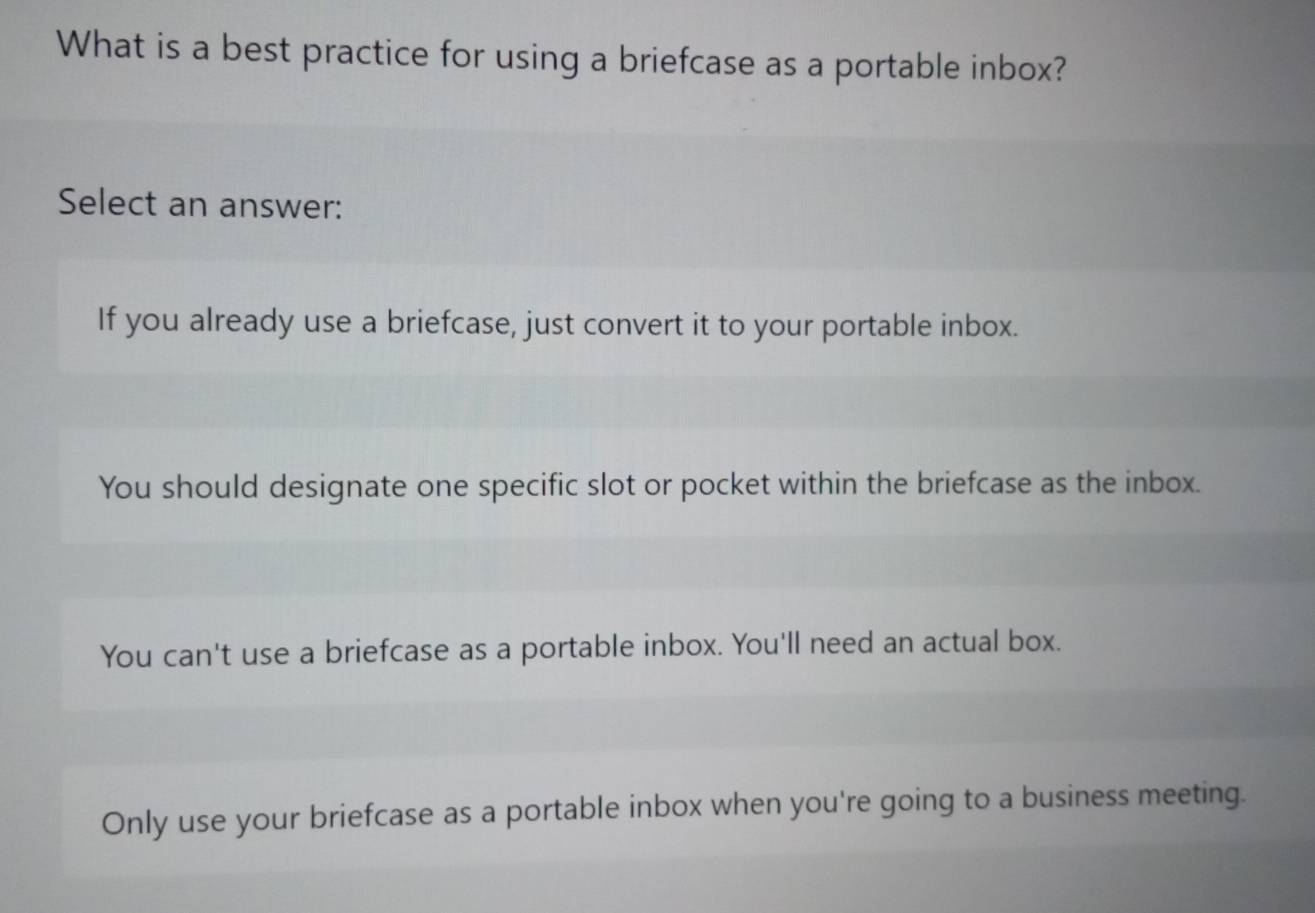 Solved: What is a best practice for using a briefcase as a portable ...
