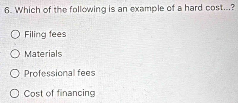 Solved: Which of the following is an example of a hard cost...? Filing ...