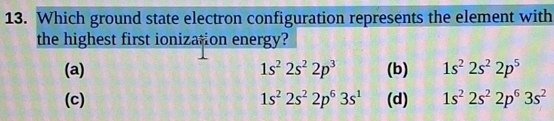 Solved: Which ground state electron configuration represents the ...