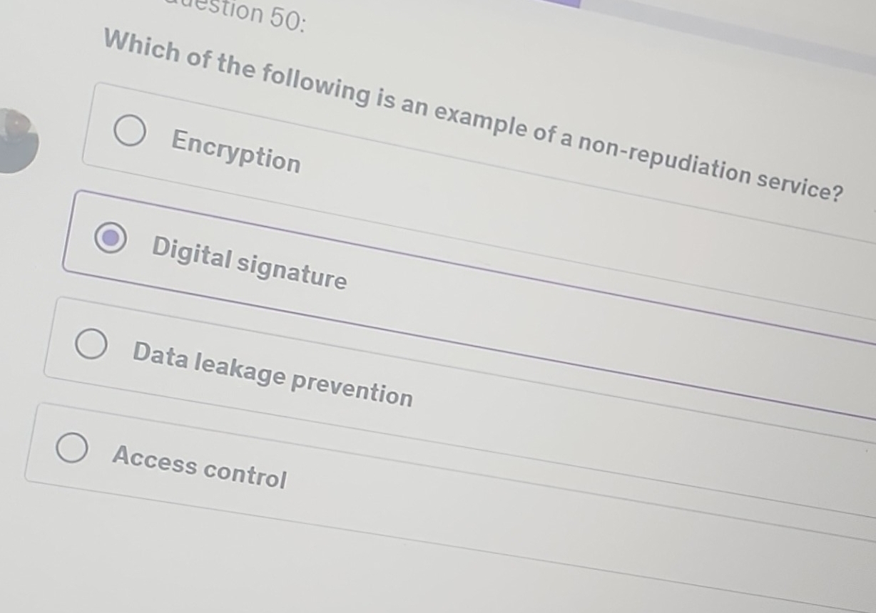 Solved: festion 50: Which of the following is an example of a non ...