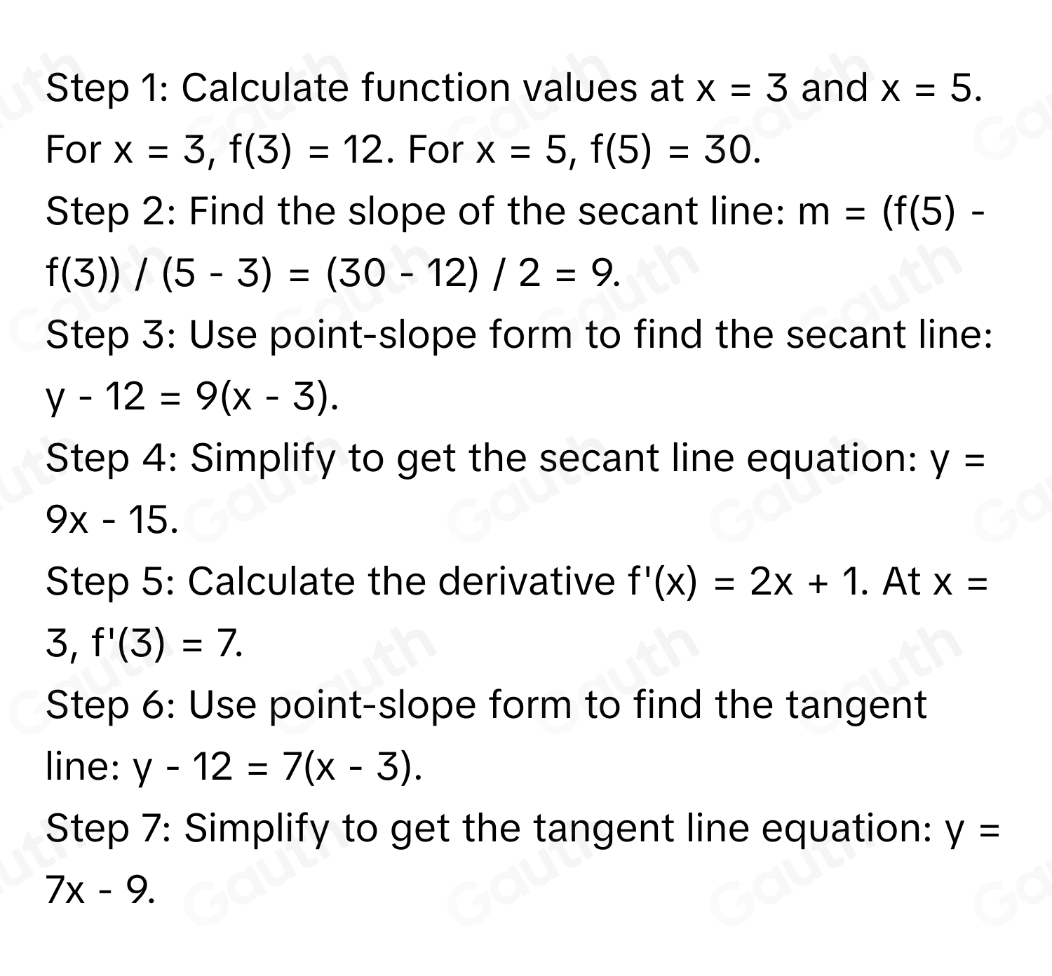 Solved: For the given function, find (a) the equation of the secant ...