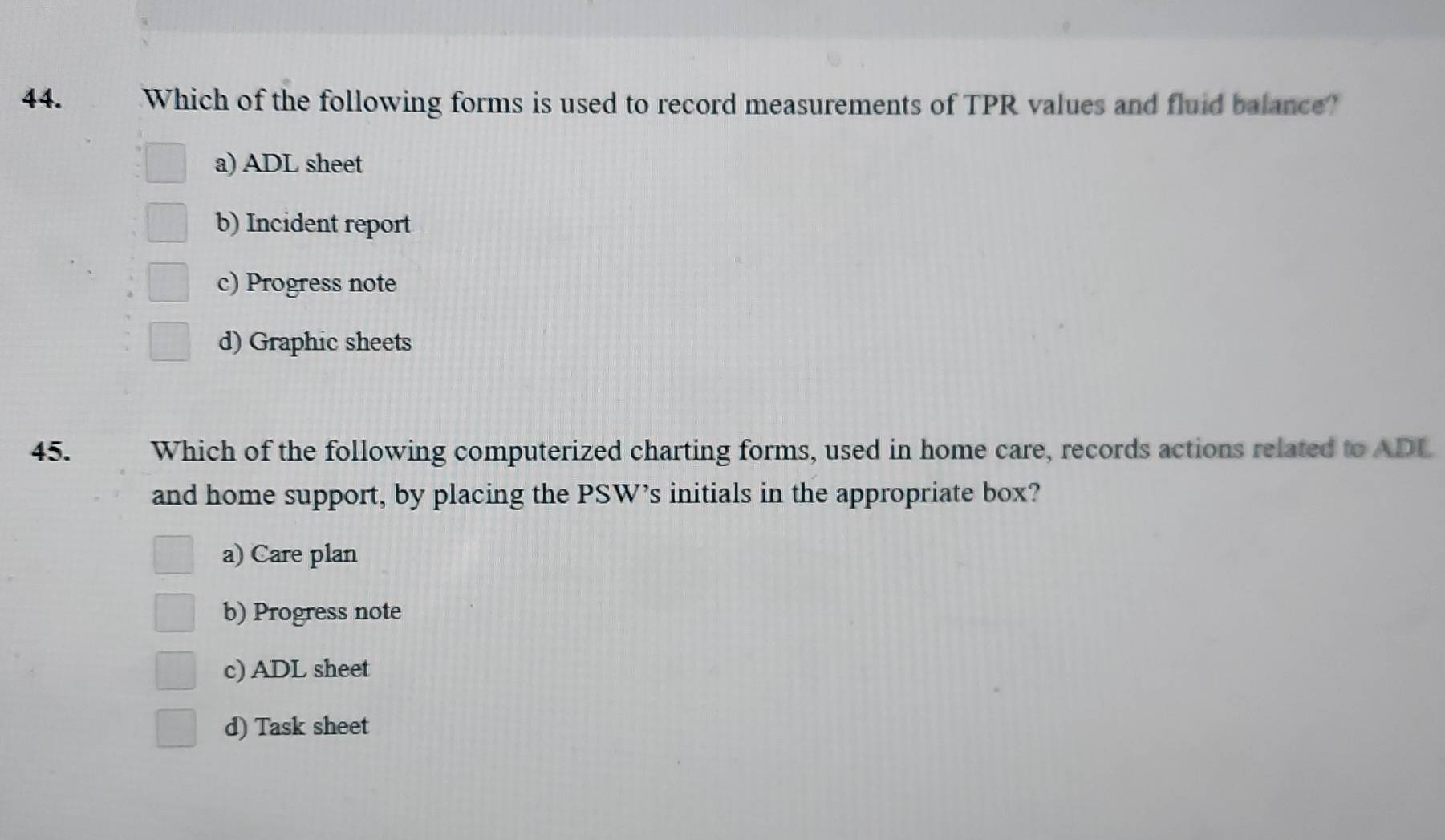 Solved: Which of the following forms is used to record measurements of ...
