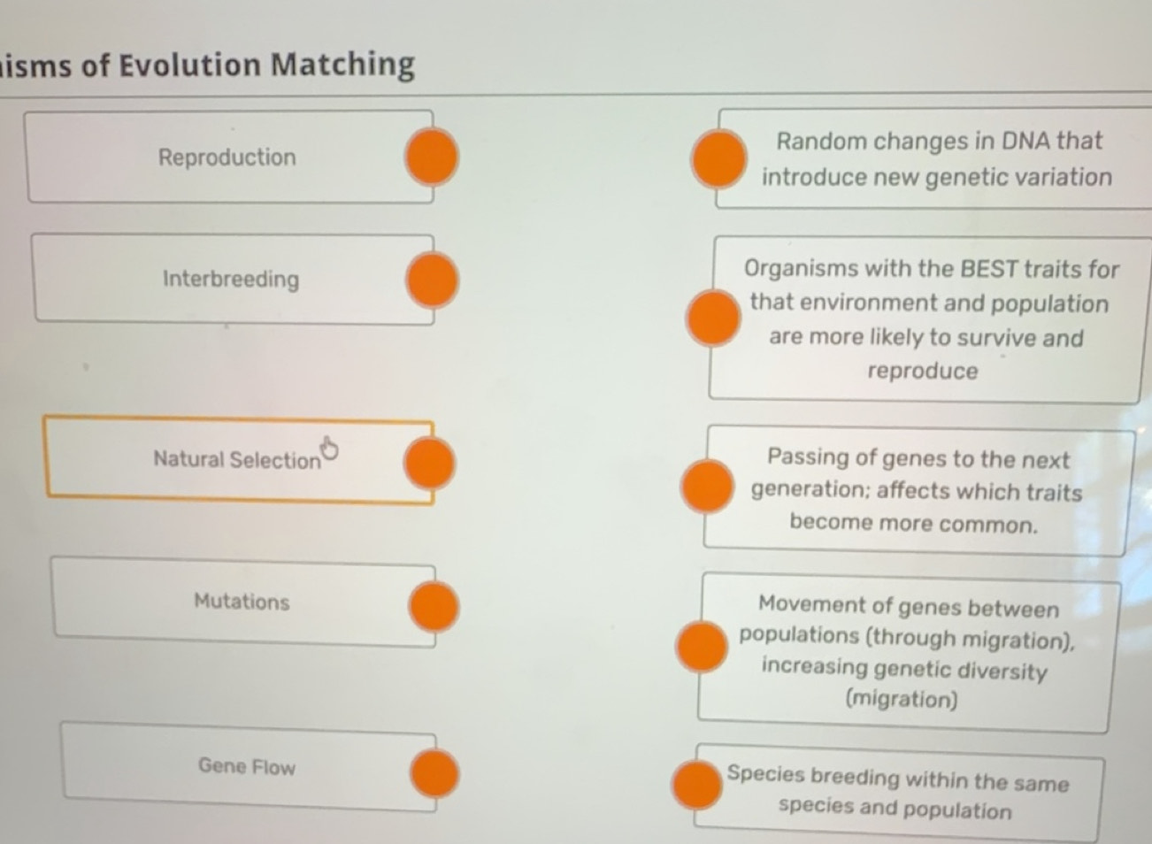 Risolto:isms of Evolution Matching Random changes in DNA that ...