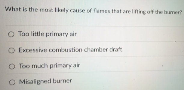 Solved: What is the most likely cause of flames that are lifting off ...