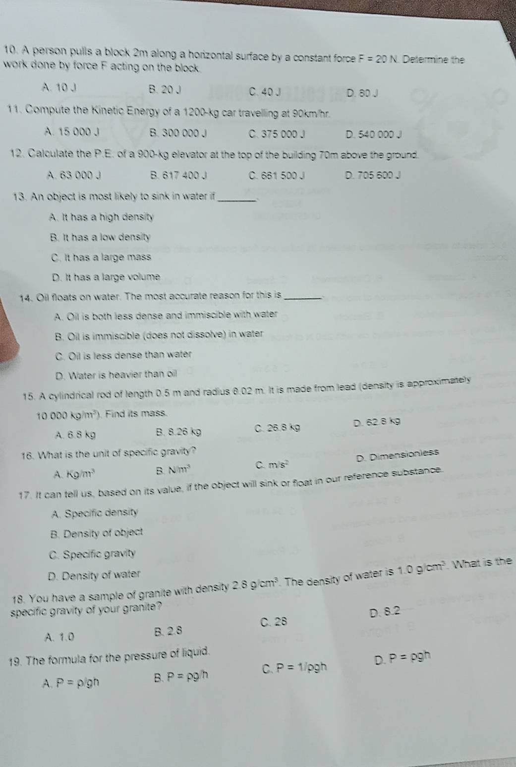 Solved: A person pulls a block 2m along a horizontal surface by a ...