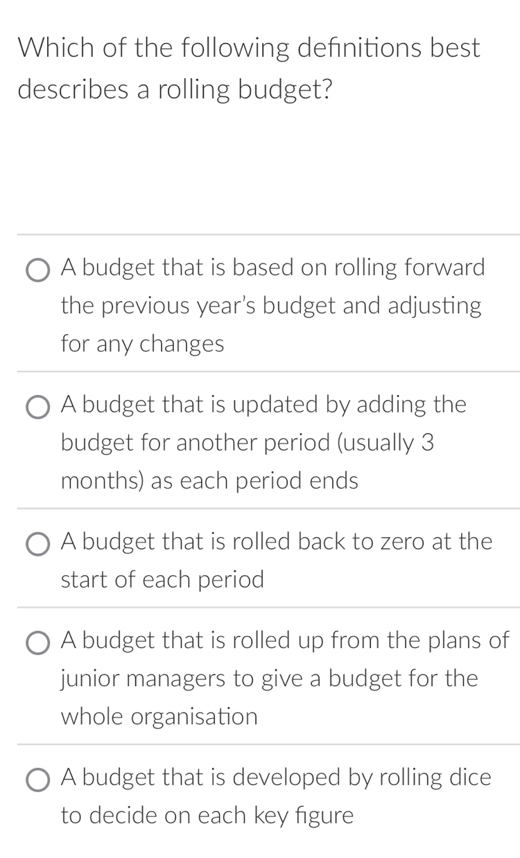 Solved: Which of the following definitions best describes a rolling ...