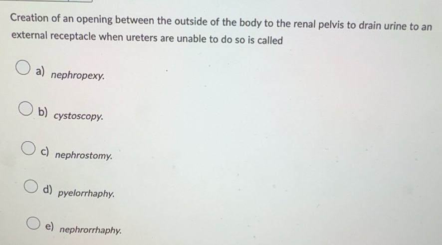 Solved: Creation of an opening between the outside of the body to the ...