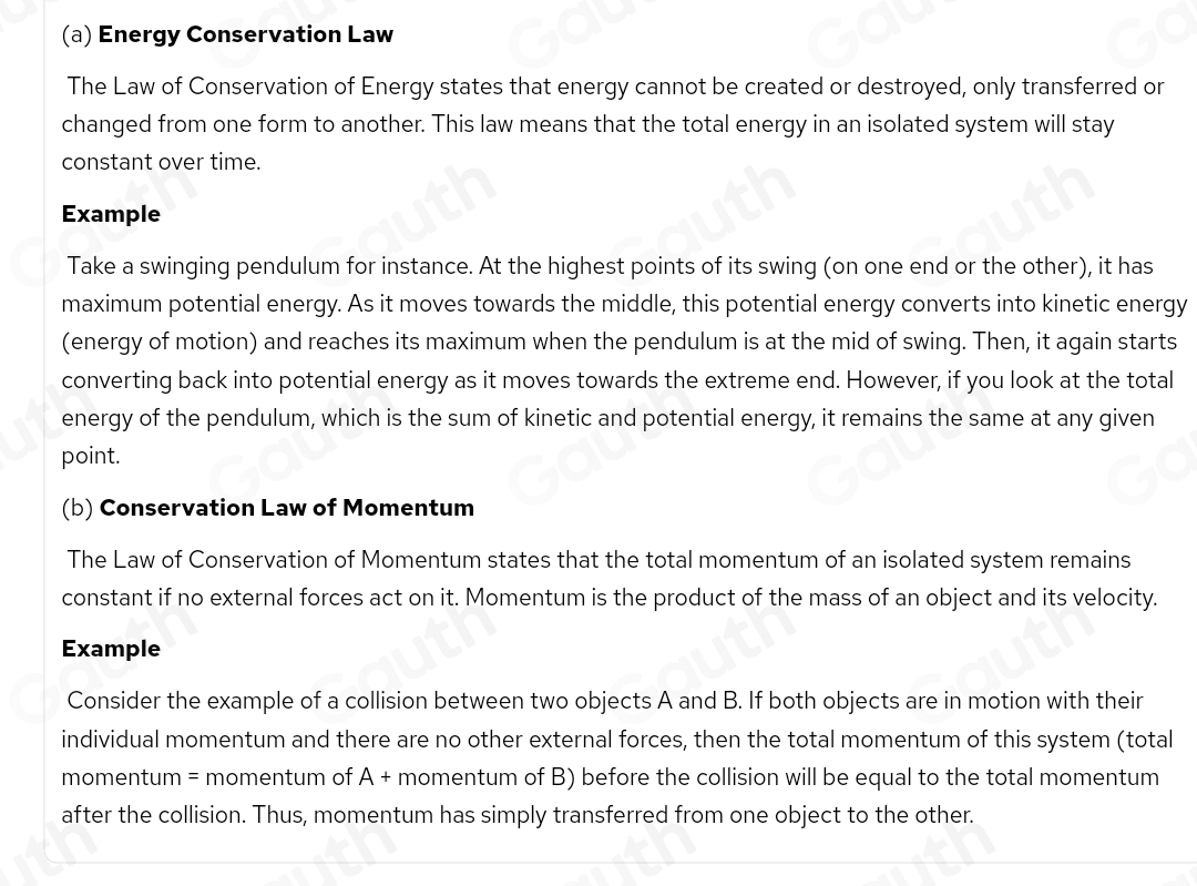 Solved: What is energy conservation law? Explain with one example. (b ...