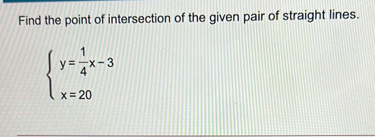 Solved: Find the point of intersection of the given pair of straight ...