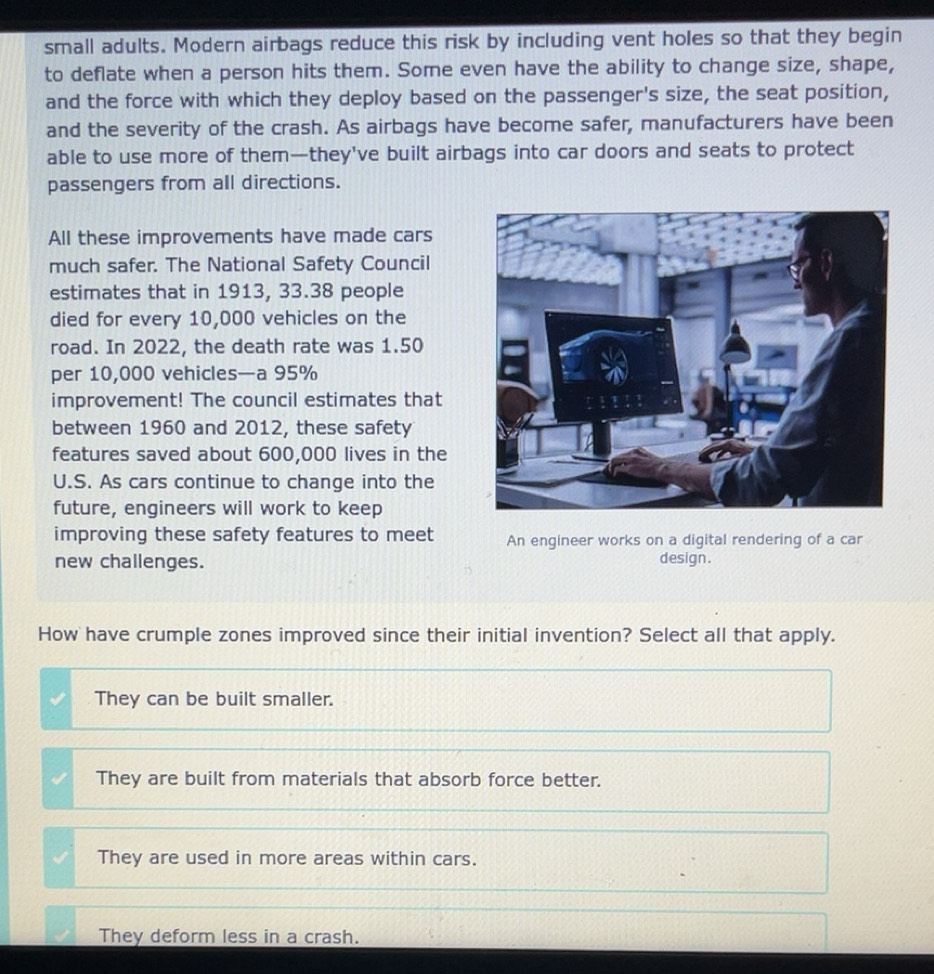 Solved: small adults. Modern airbags reduce this risk by including vent ...
