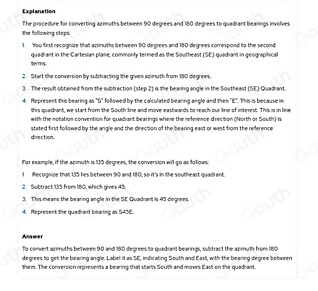 Solved: Describe, in words, the procedure for converting Azimuths ...