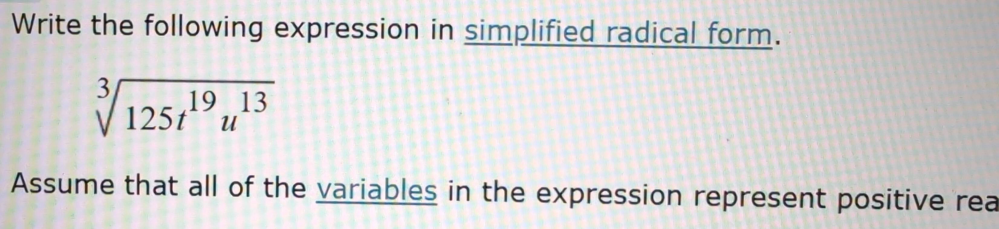 Solved: Write the following expression in simplified radical form. sqrt ...