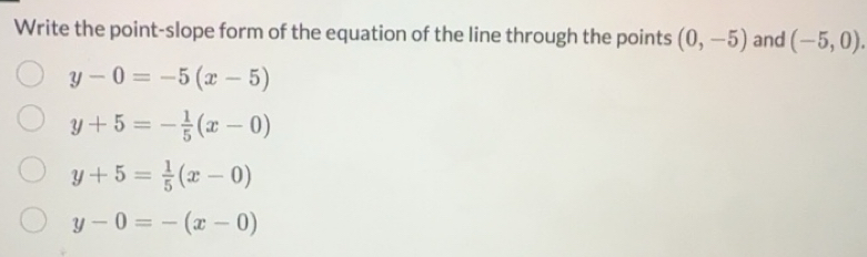 Solved: Write the point-slope form of the equation of the line through ...