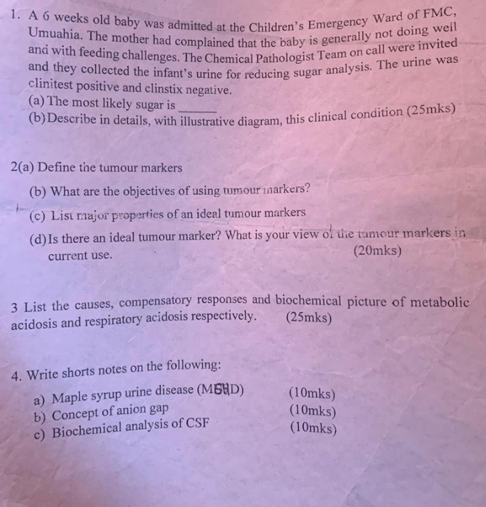 Solved: A 6 weeks old baby was admitted at the Children’s Emergency ...