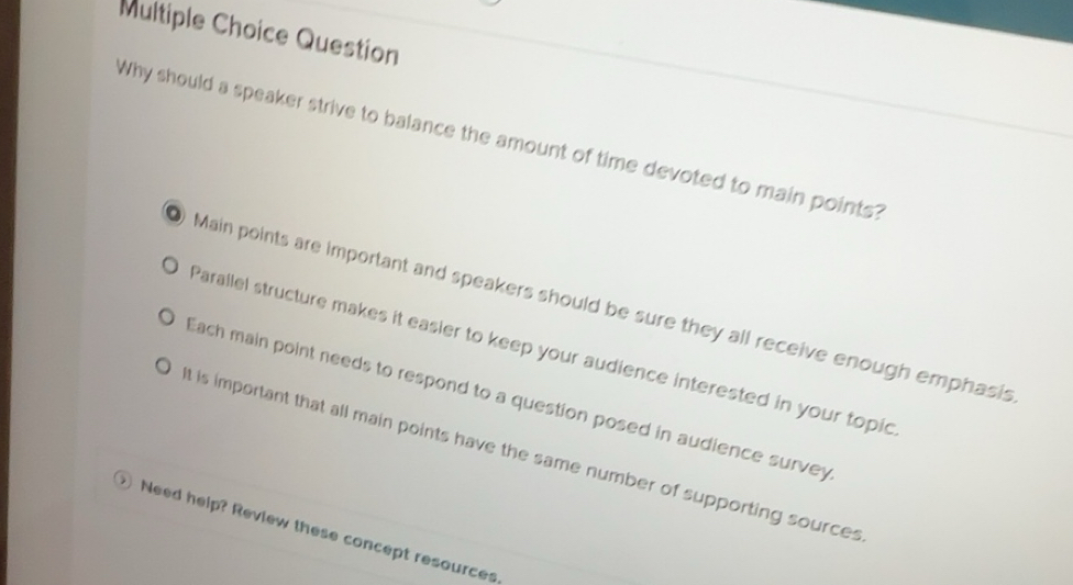 Solved: Question Why should a speaker strive to balance the amount of ...