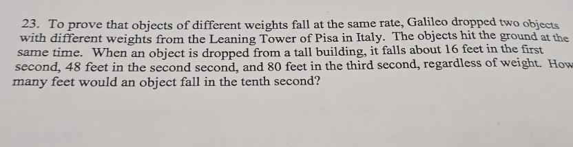 Solved: To prove that objects of different weights fall at the same ...