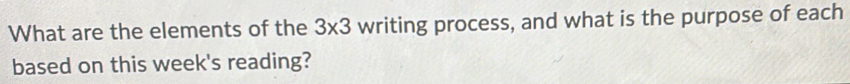 Solved: What are the elements of the 3* 3 writing process, and what is ...