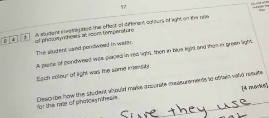 Résolu :Do not write 17 outside the box 0 4 3 A student investigated ...