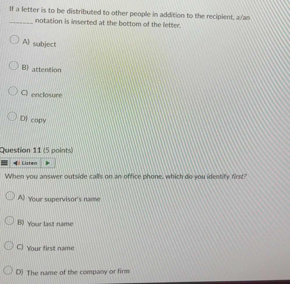 Solved: If a letter is to be distributed to other people in addition to ...