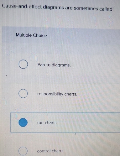 Solved: Cause-and-effect diagrams are sometimes called Multiple Choice ...