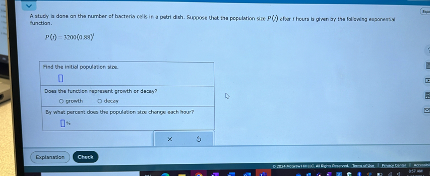 Solved: Esp A study is done on the number of bacteria cells in a petri ...