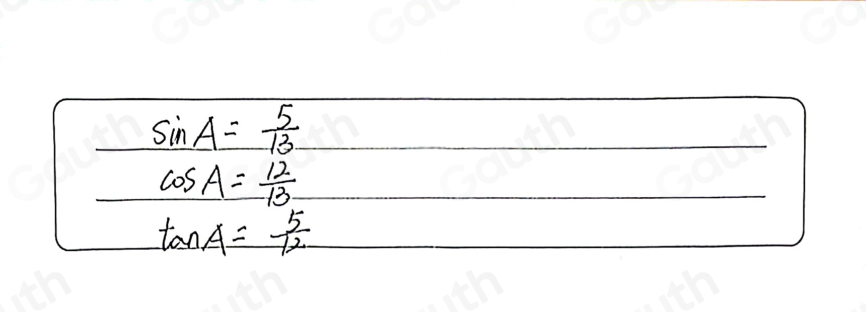 Solved: Use the given right triangle to find ratios, in reduced form ...