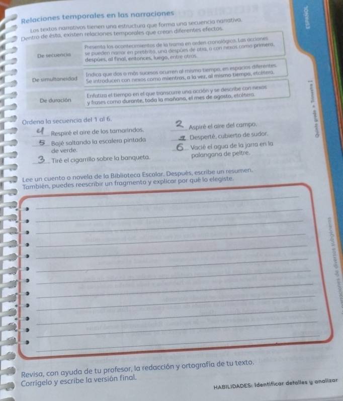 Resuelto:Relaciones temporales en las narraciones Los textos narrativos ...