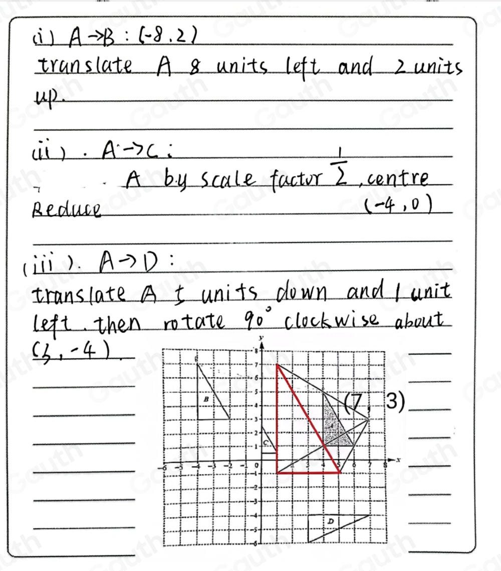 Solved: The diagram below shows various transformations. Describe fully ...