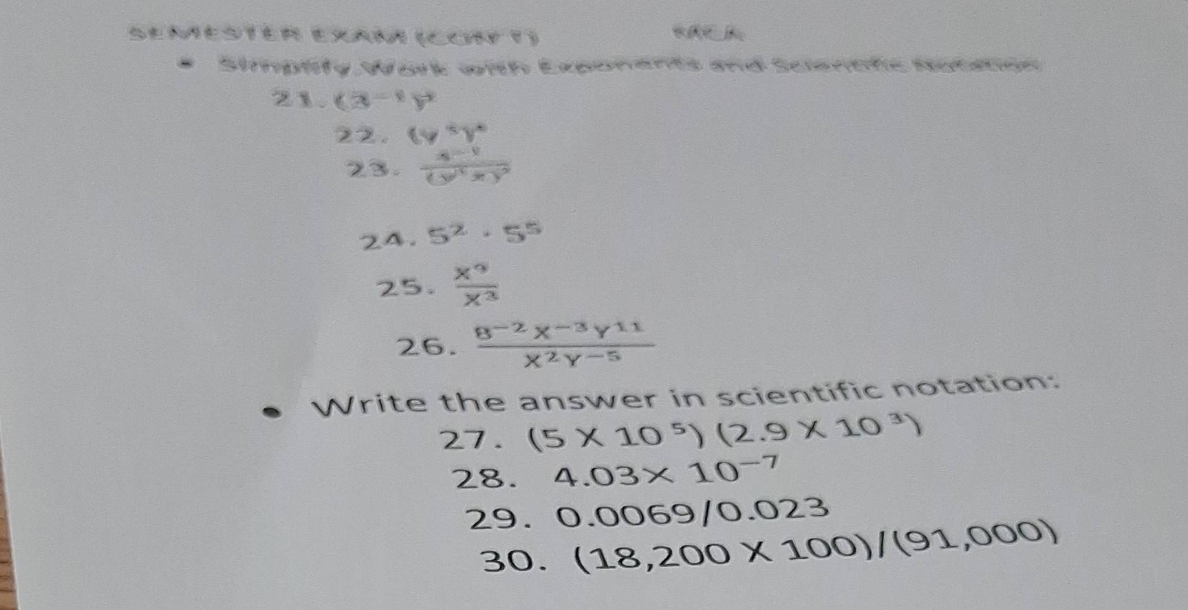 Solved: semestér exam (co 7) A∈A: Simplity Work with Exponents and ...