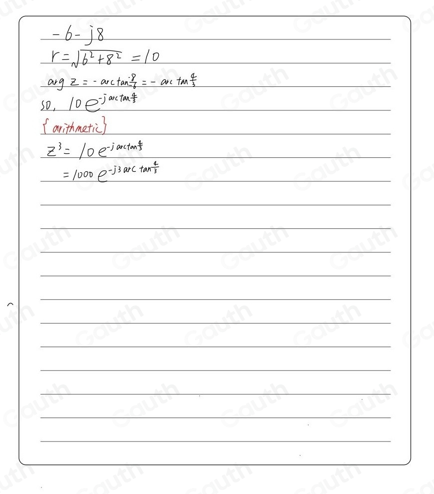 Solved: Convert the complex number -6-j8 to polar form and bence find ...