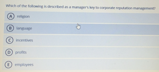 Solved: Which of the following is described as a manager's key to ...