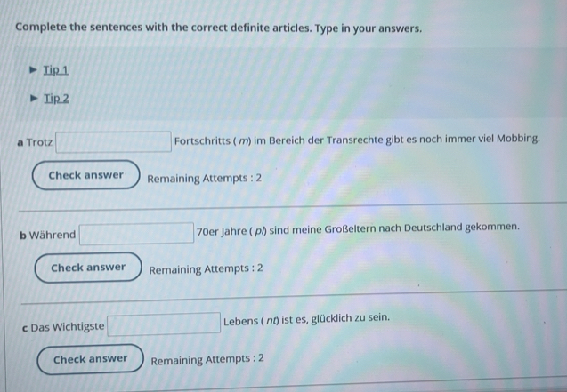 Solved: Complete the sentences with the correct definite articles. Type ...