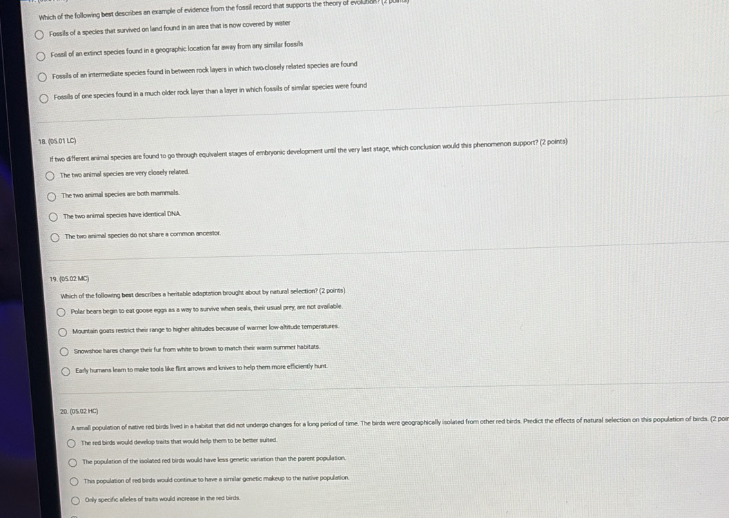 Solved: Which of the following best describes an example of evidence ...