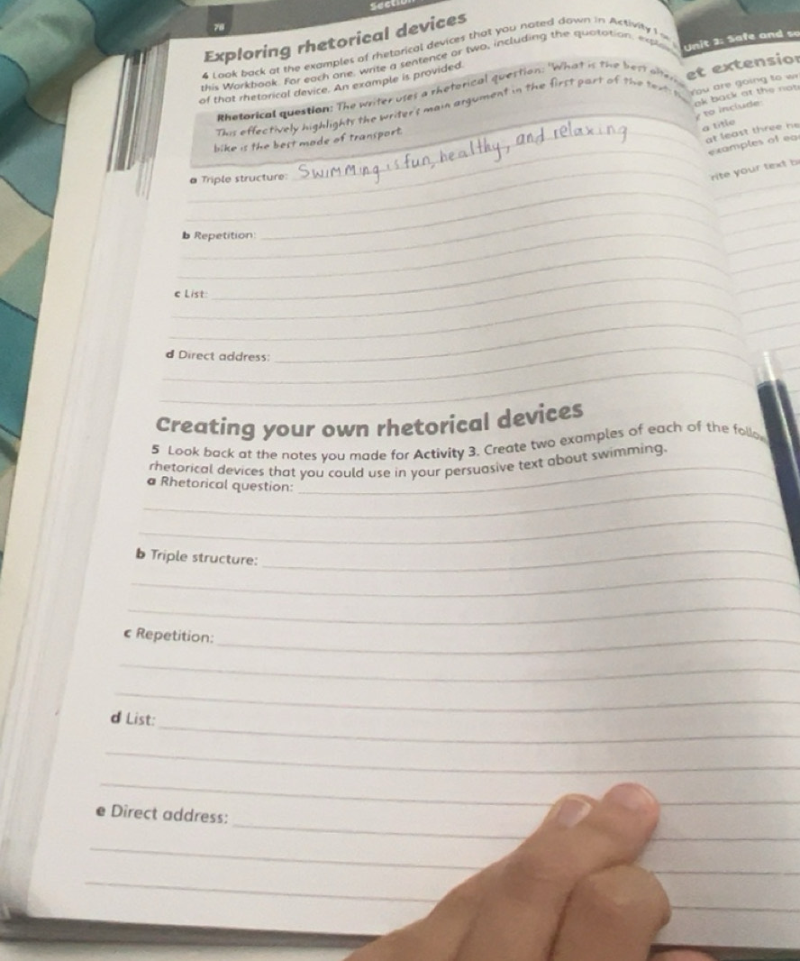 Solved: Sectil 78 Exploring rhetorical devices 4 Look back at the ...