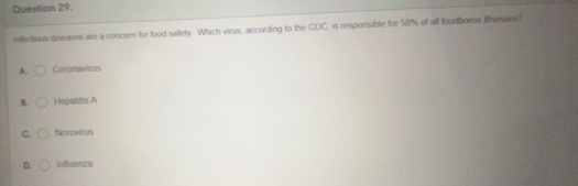 Gelöst:Infectious diseases are a concern for food safety. Which virus ...