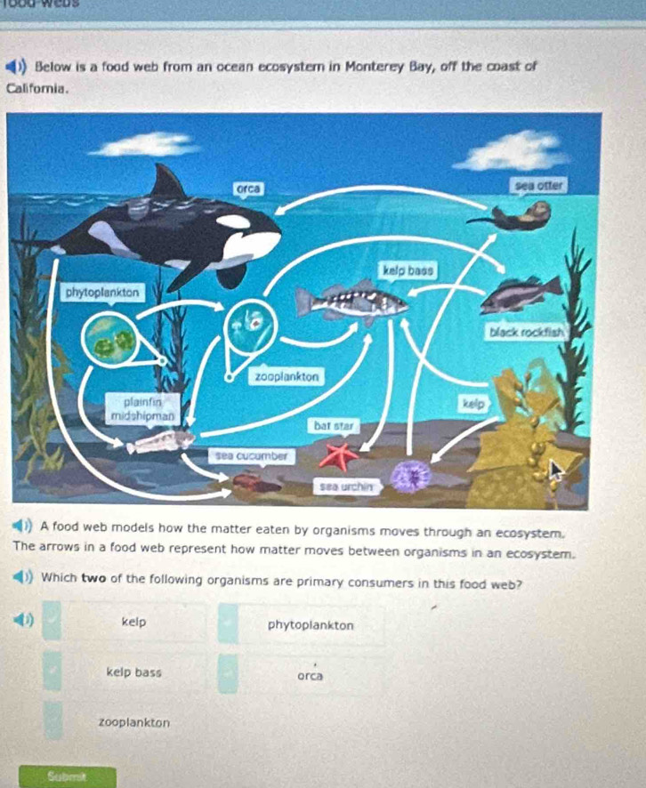 Solved: dou weds Below is a food web from an ocean ecosystem in ...