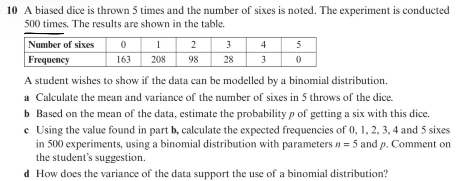 Résolu :A biased dice is thrown 5 times and the number of sixes is ...