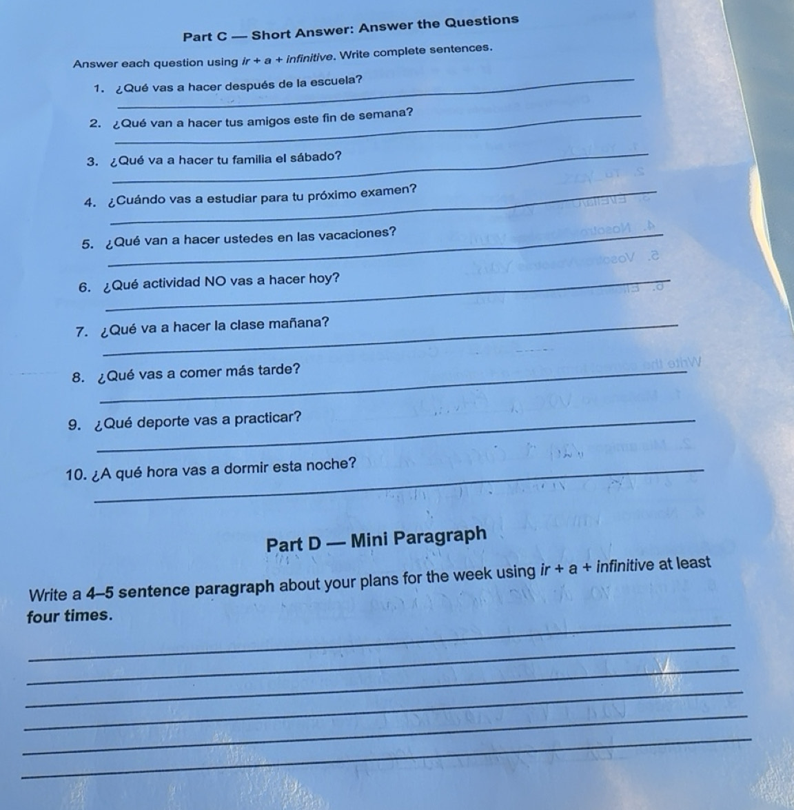Solved: — Short Answer: Answer the Questions Answer each question using ...