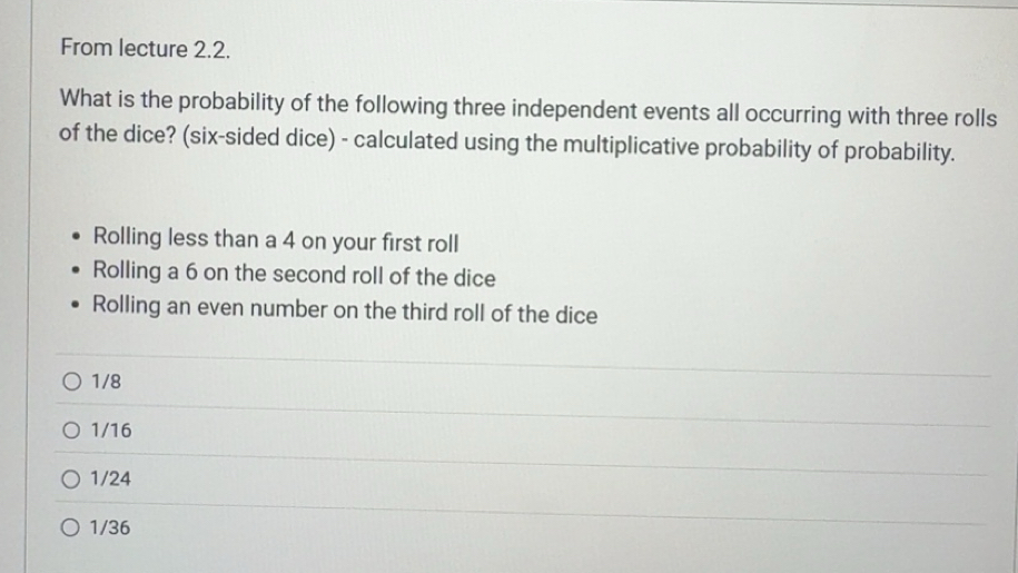 Solved: From lecture 2.2. What is the probability of the following ...