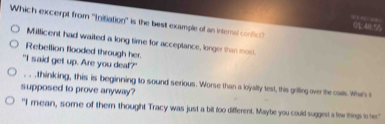 Solved: Which excerpt from ''Initiation'' is the best example of an ...