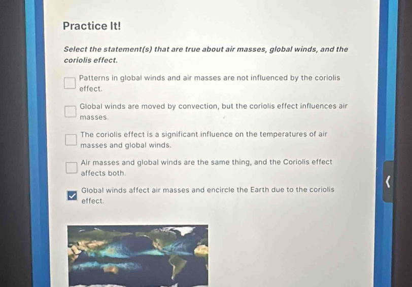 Solved: Practice It! Select the statement(s) that are true about air ...