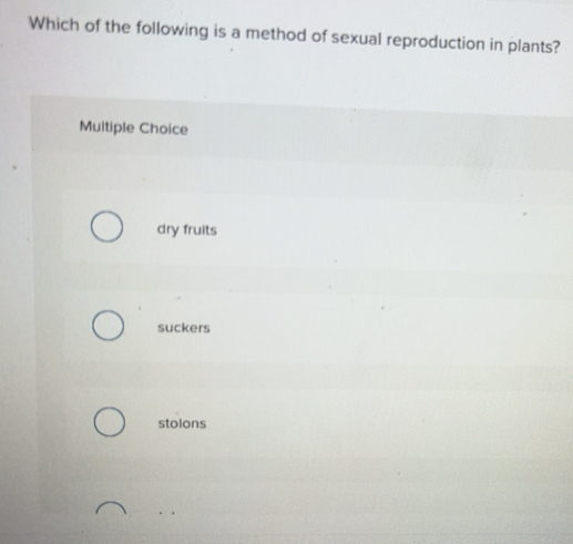 Solved: Which of the following is a method of sexual reproduction in ...