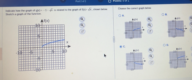 Solved: Indicate how the graph of g(x)=-1-sqrt(x) is related to the ...