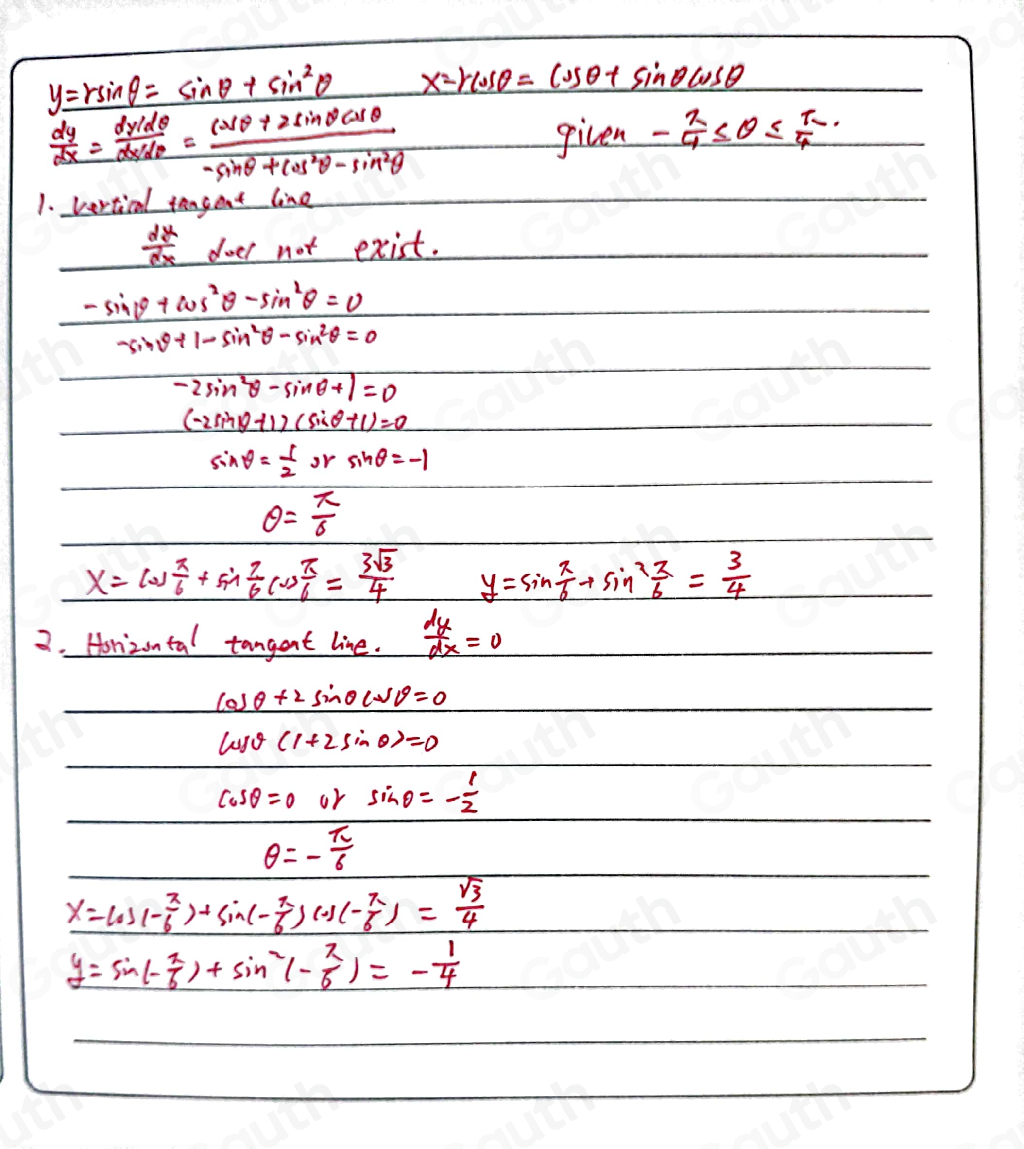 Solved: Find the points (x,y) at which the polar curve r=1+sin (θ ...