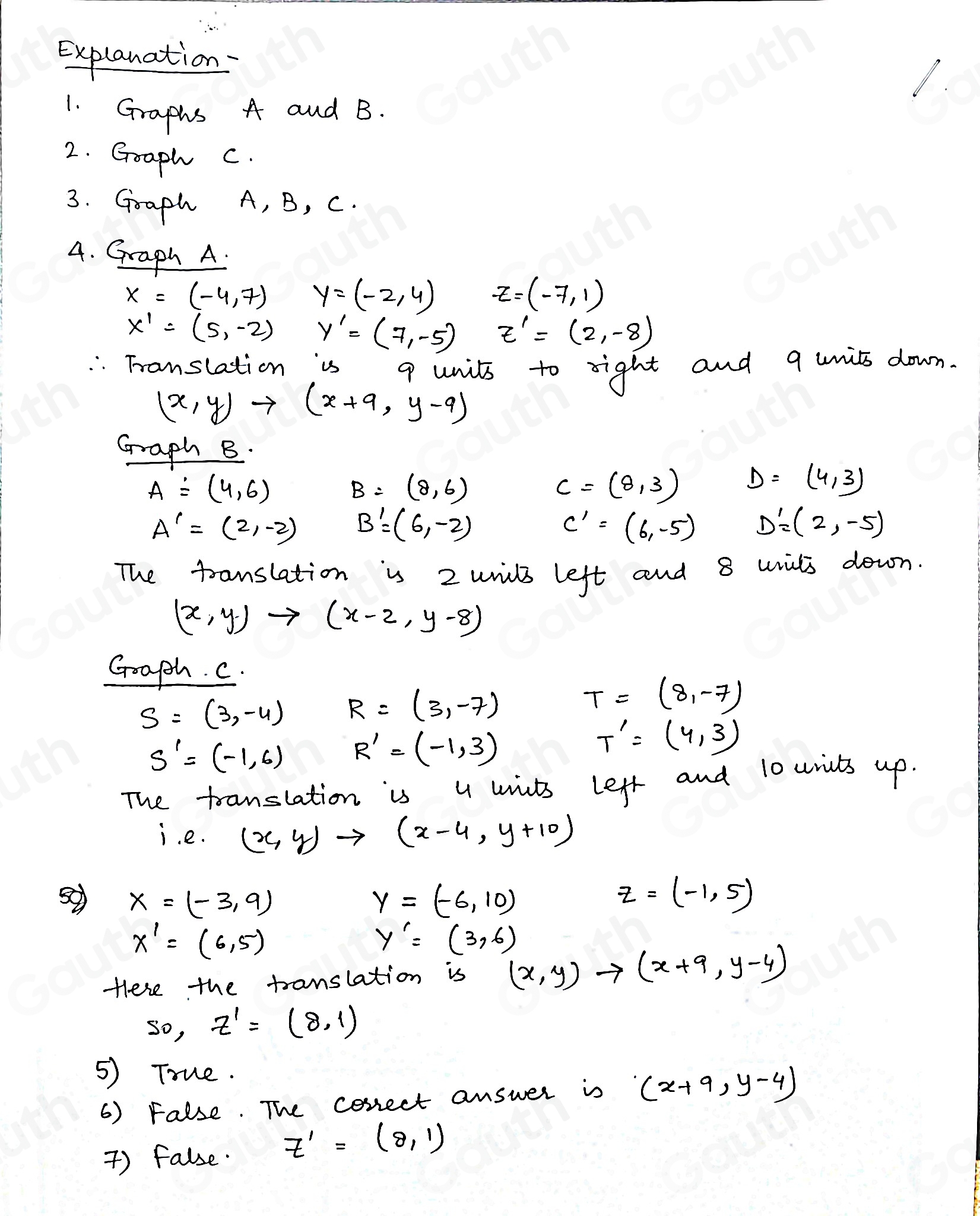 Solved: Transformations Homework 2 _ Name _ Date Pd TRANSLATIONS ON THE COORDINATE PLANE_ Use ...