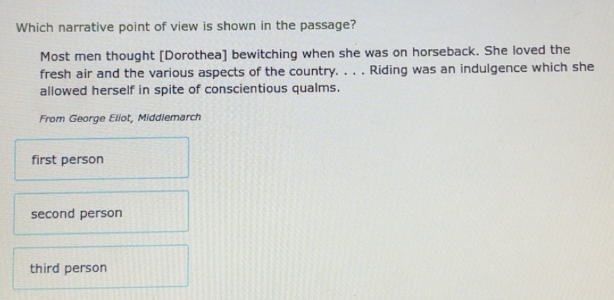 Gelöst:Which narrative point of view is shown in the passage? Most men ...